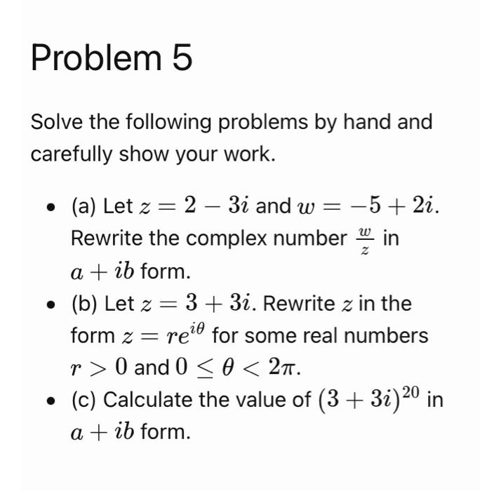 Solved Problem 5 Solve the following problems by hand and | Chegg.com