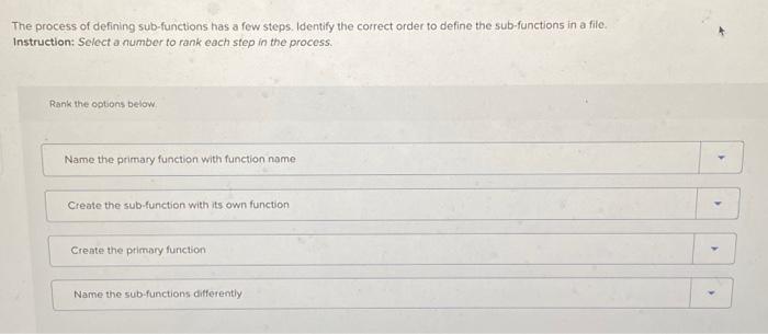 Solved The process of defining sub-functions has a few | Chegg.com