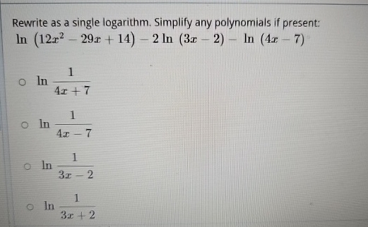 Solved Rewrite as a single logarithm. Simplify any | Chegg.com