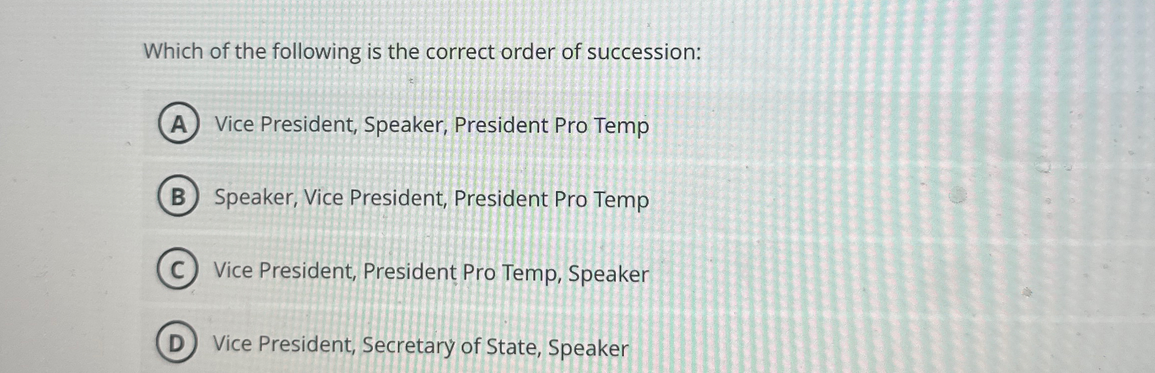Solved Which of the following is the correct order of | Chegg.com