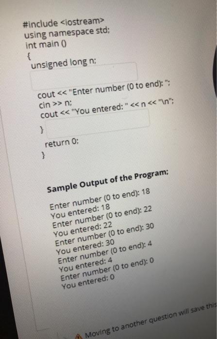 Solved #include using namespace std; int main 0 { unsigned | Chegg.com