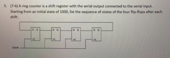 Solved (7-6) ﻿A ring counter is a shift register with the | Chegg.com