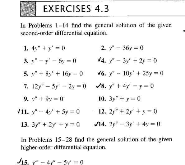 Solved In Problems 1-14 find the general solution of the | Chegg.com