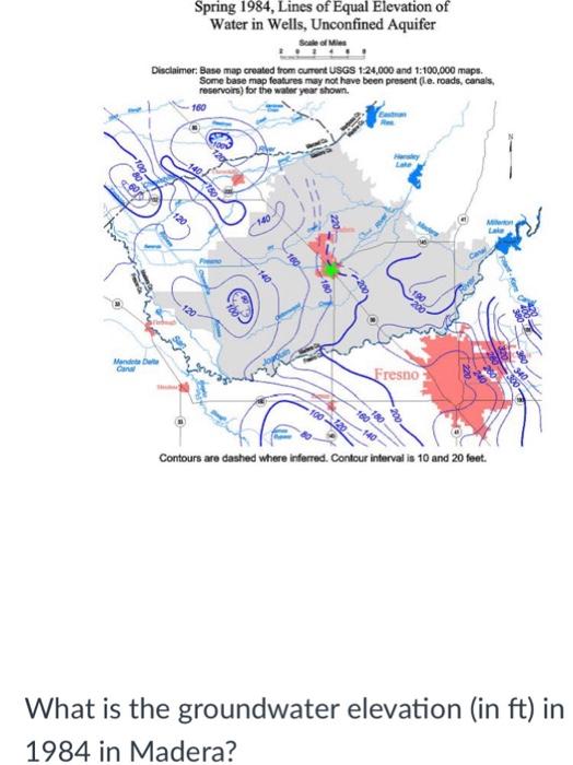 Solved Madera Groundwater Basin Spring 1958, Lines of Equal | Chegg.com