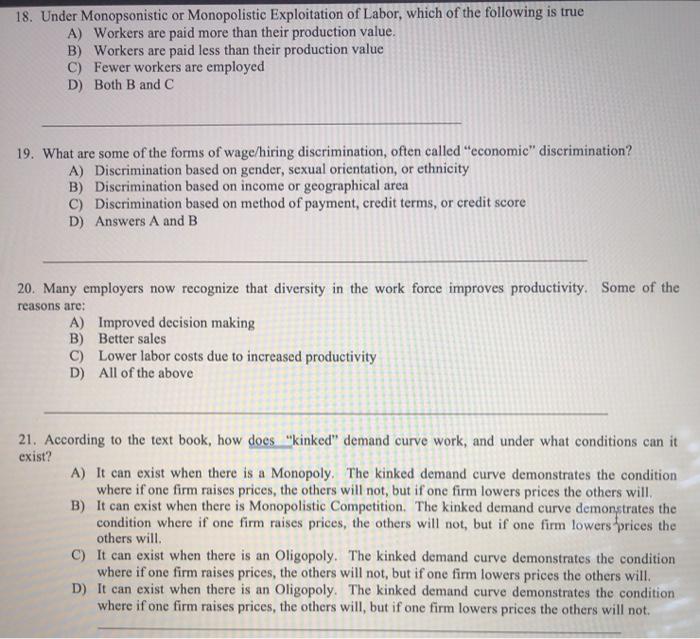Solved 18. Under Monopsonistic or Monopolistic Exploitation | Chegg.com