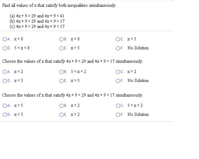 Solved Find all values of x that satisfy both inequalities | Chegg.com