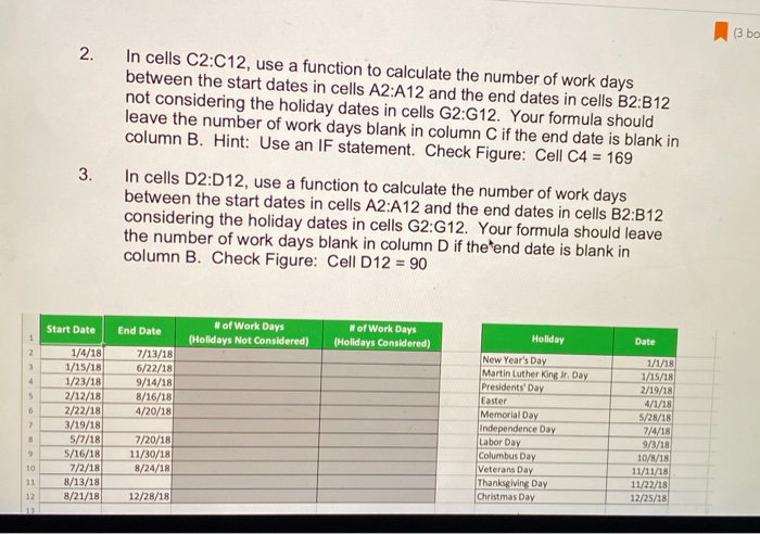 Solved 3 Bo 2 In Cells C2 C12 Use A Function To Calculate Chegg