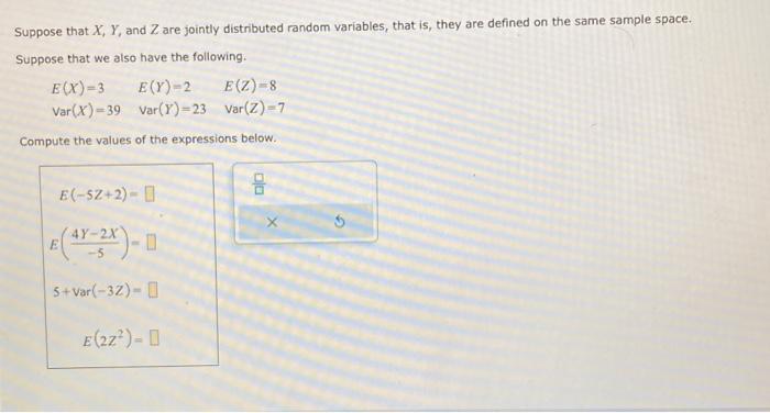 Solved Suppose that X, Y, and Z are jointly distributed | Chegg.com