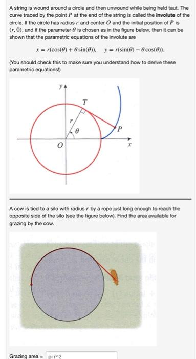 Solved A string is wound around a circle and then unwound | Chegg.com