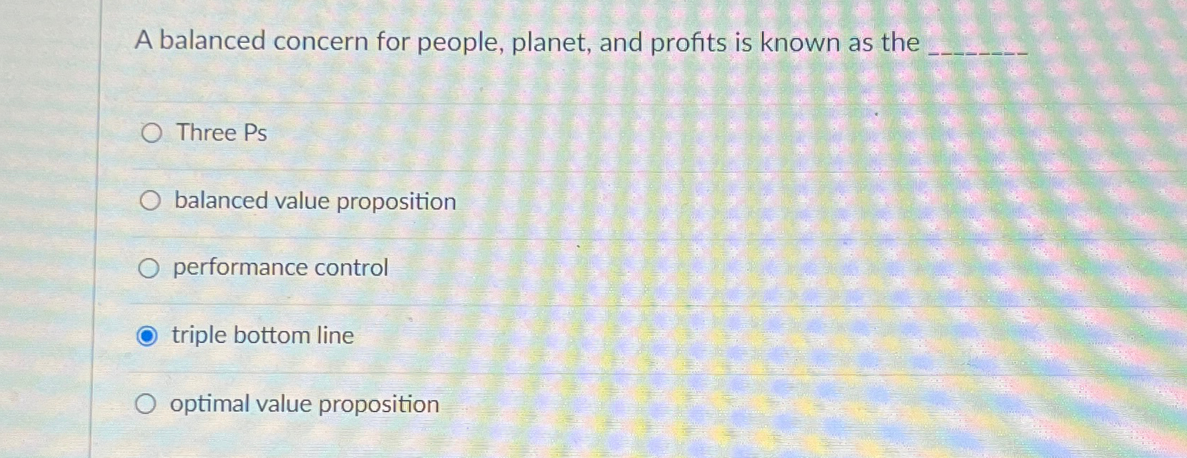 Solved A balanced concern for people, planet, and profits is | Chegg.com