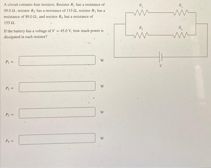 Solved A circuit contains four resistors. Resistor R1 has a | Chegg.com
