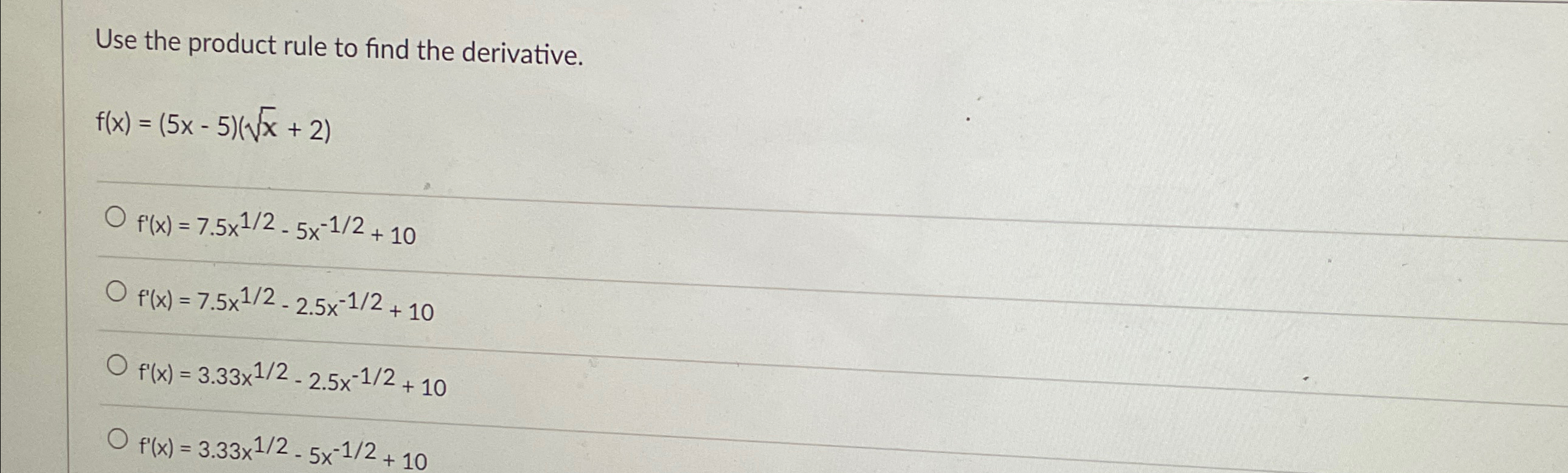 Solved Use the product rule to find the | Chegg.com