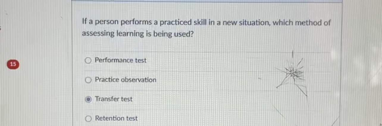 Solved If a person performs a practiced skill in a new | Chegg.com