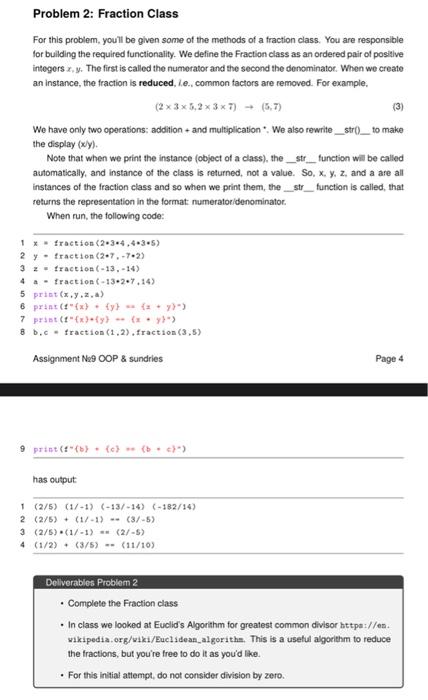 Solved Problem 2: Fraction Class For this problem, youll be | Chegg.com