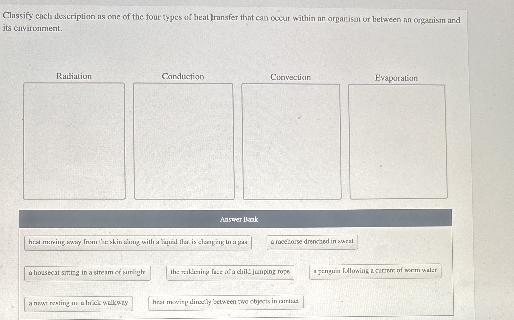 Solved Classify each description as one of the four types of | Chegg.com