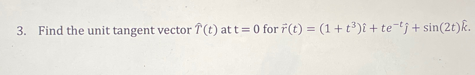 Solved Find the unit tangent vector hat(T)(t) ﻿at t=0 ﻿for | Chegg.com
