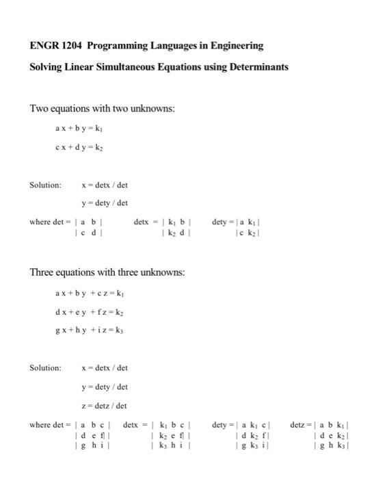Solved ENGR 1204 Programming Languages in Engineering | Chegg.com