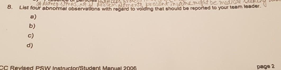 Solved 8. List four abnormal observations with regard to | Chegg.com