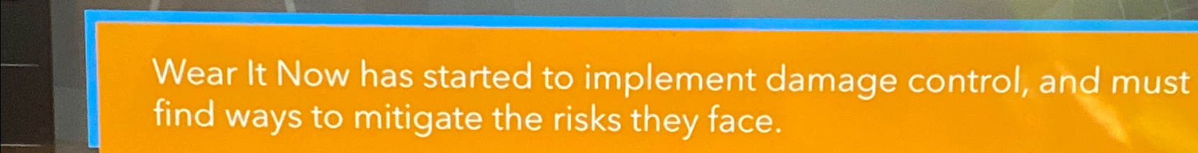 Solved Wear It Now has started to implement damage control, | Chegg.com