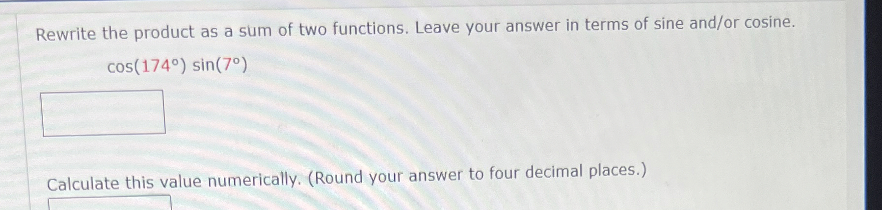 Solved Rewrite the product as a sum of two functions. Leave | Chegg.com