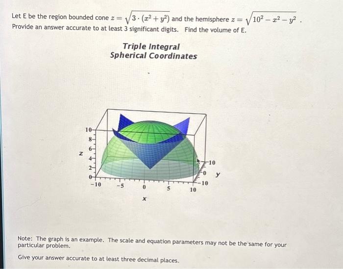 Solved Let E be the region bounded cone z=3⋅(x2+y2) and the | Chegg.com