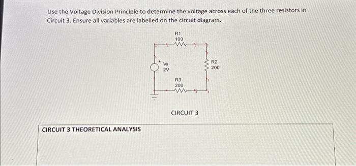 Use the Voltage Division Principle to determine the | Chegg.com