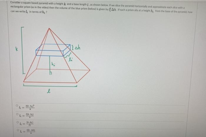 Solved Consider a square based pyramid with a height and a | Chegg.com