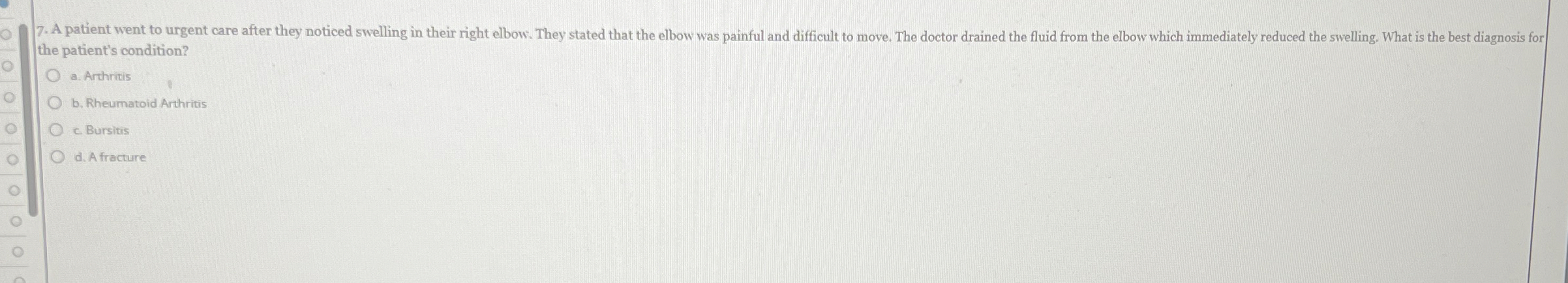 Solved A patiwnt went to urgent care agyer they noticed | Chegg.com