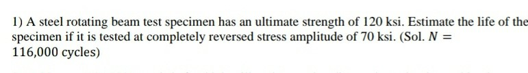 Solved 1) A steel rotating beam test specimen has an | Chegg.com