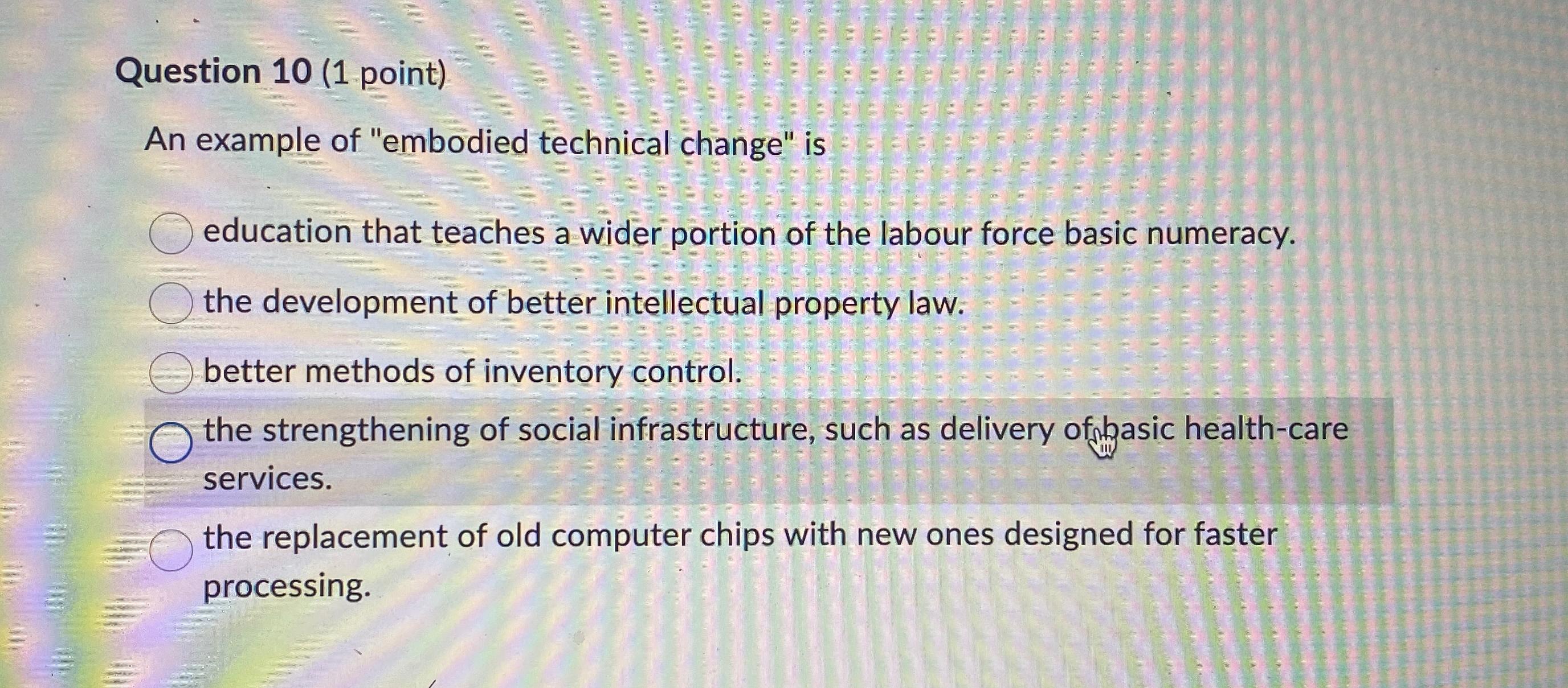 Solved Question 10 (1 ﻿point)An example of "embodied | Chegg.com