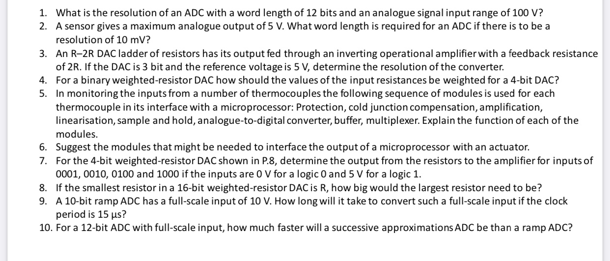 Solved What is the resolution of an ADC with a word length | Chegg.com