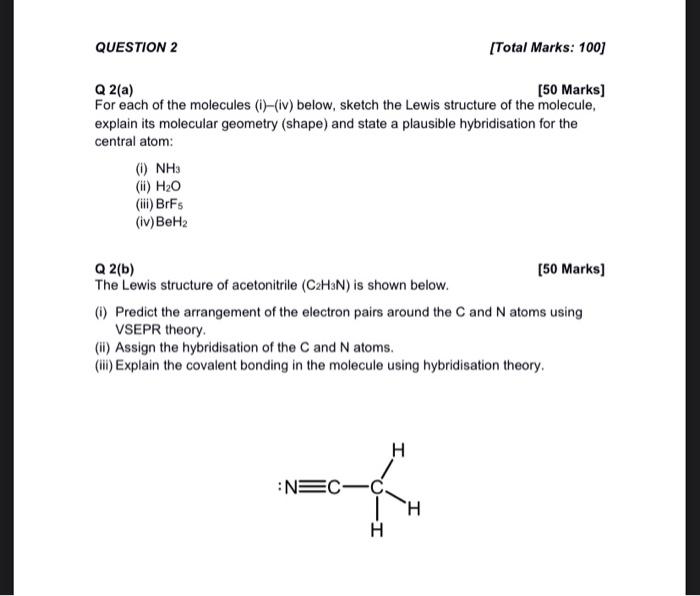 Solved Q 2(a) [50 Marks] For each of the molecules (i)-(iv) | Chegg.com