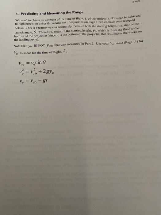Lab 5: Projectile Motion Objective: Predict where a | Chegg.com