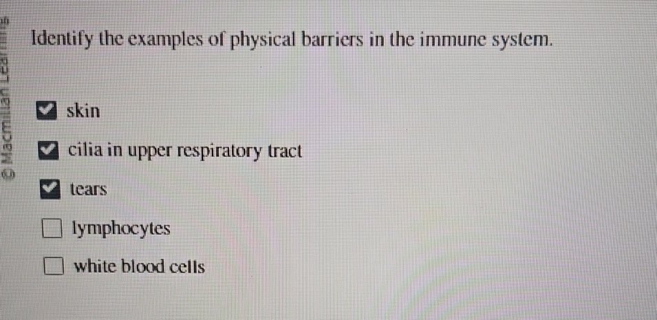 Solved Identify the examples of physical barriers in the | Chegg.com