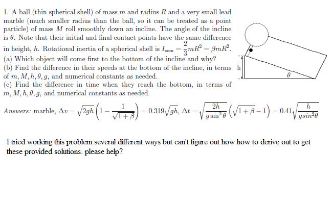 Solved A ball (thin spherical shell) of mass m and radius R | Chegg.com