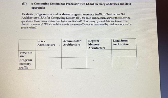 Solved (11) A Computing System has Processor with 64-bit | Chegg.com