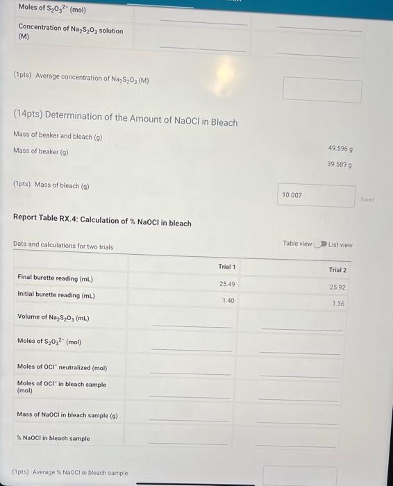 Solved 1. For the standardization procedure, calculate the | Chegg.com