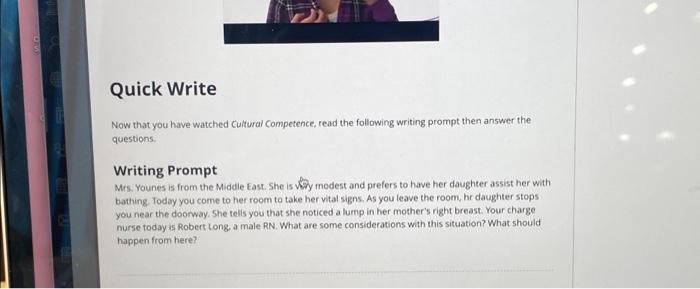 Solved Writing Prompt Mrs. Younes is from the Middle East. | Chegg.com