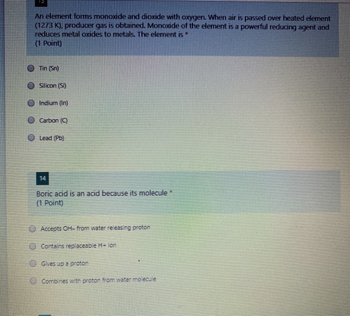 Solved An element forms monoxide and dioxide with oxygen. | Chegg.com