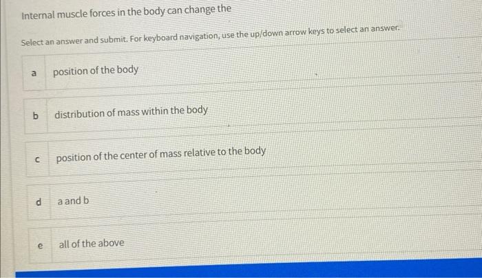 Solved Internal muscle forces in the body can change the | Chegg.com