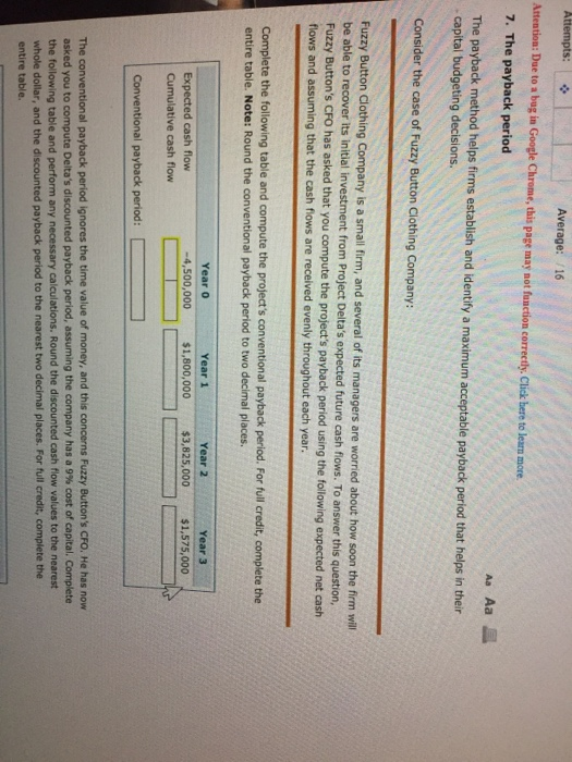 Solved Attempts: Average: 16 Attention: Due to a bug in | Chegg.com