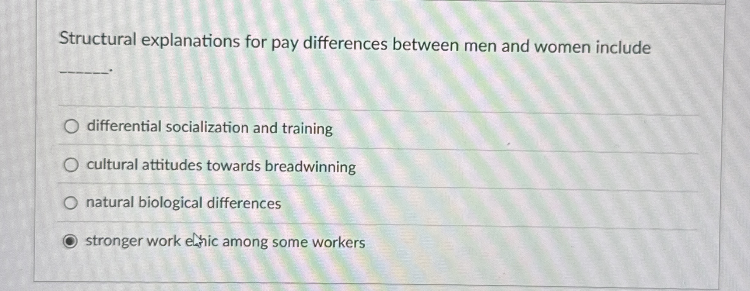 Solved Structural explanations for pay differences between | Chegg.com