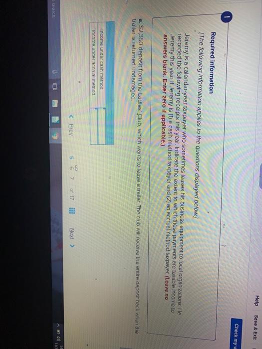 Solved Help Save & Exit Check my w ! Required information | Chegg.com