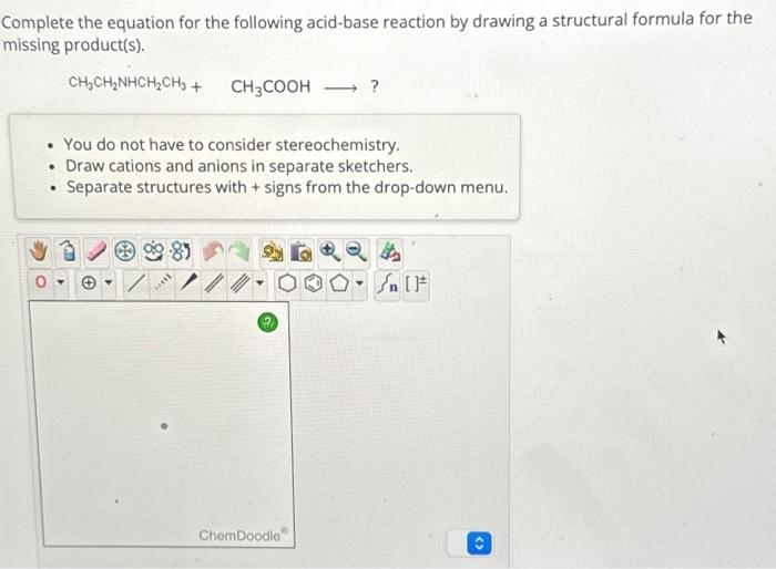 Solved Complete the equation for the following acid-base | Chegg.com