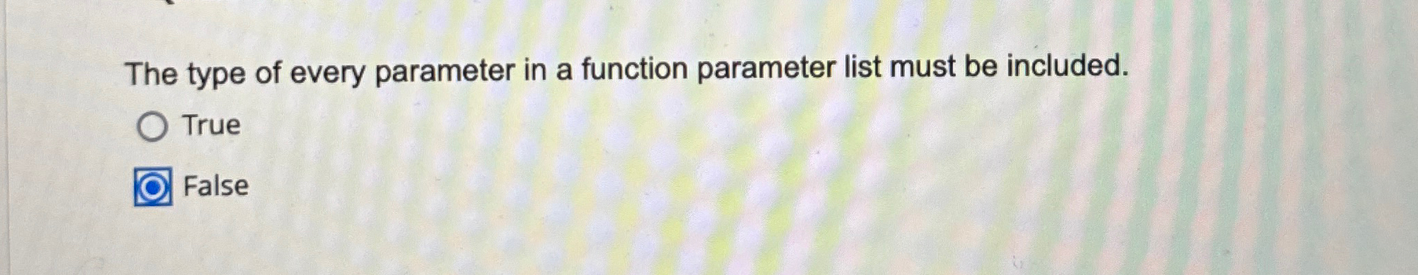Solved The type of every parameter in a function parameter | Chegg.com