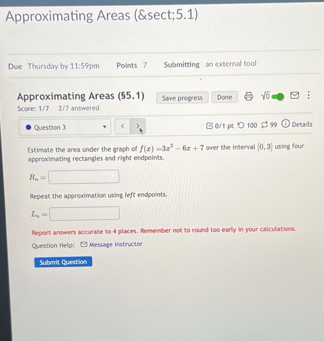 Solved Approximating Areas (\§5.1) Due Thursday by 11:59pm | Chegg.com