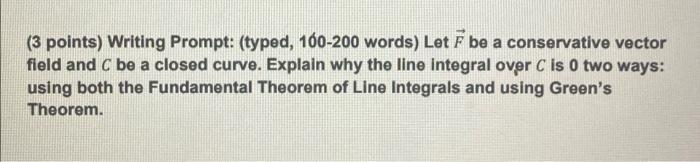Solved (3 points) Writing Prompt: (typed, 100-200 words) Let | Chegg.com