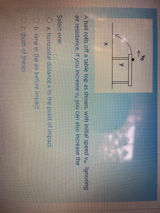 Solved % y х A ball rolls off a table top as shown, with | Chegg.com