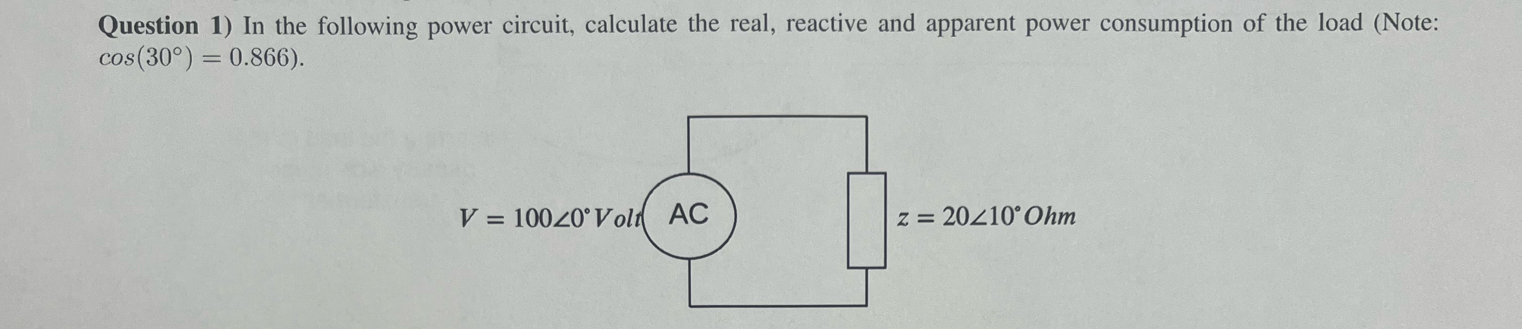 Solved Question 1) ﻿In the following power circuit, | Chegg.com