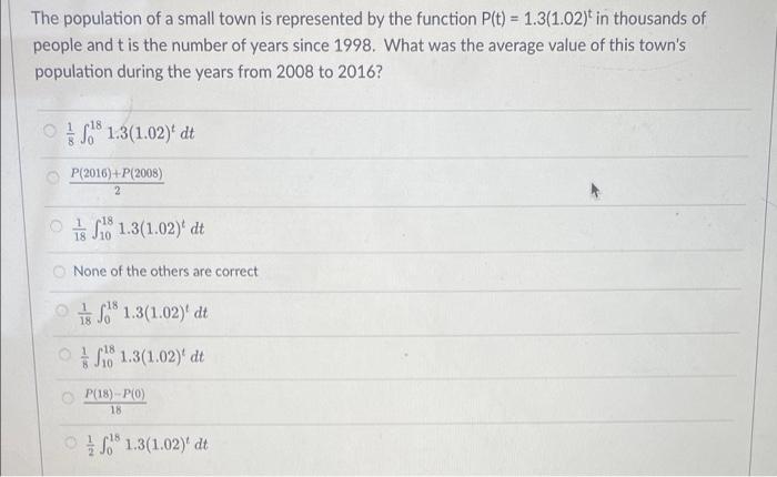 Solved The population of a small town is represented by the | Chegg.com